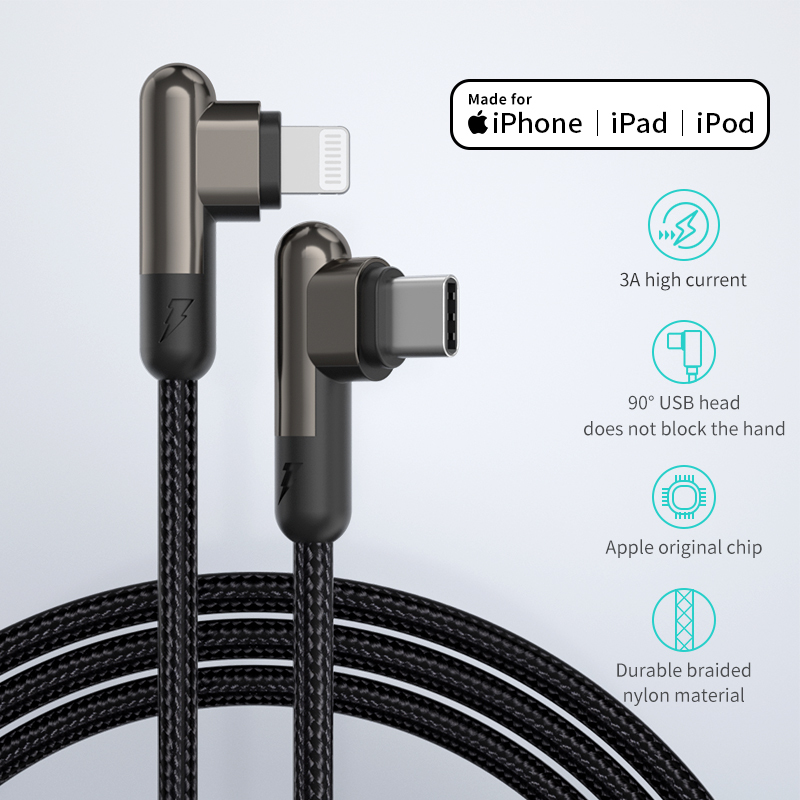 Right angle Type C to C94 Lightning 90 degrees PD60W fast charging ...
