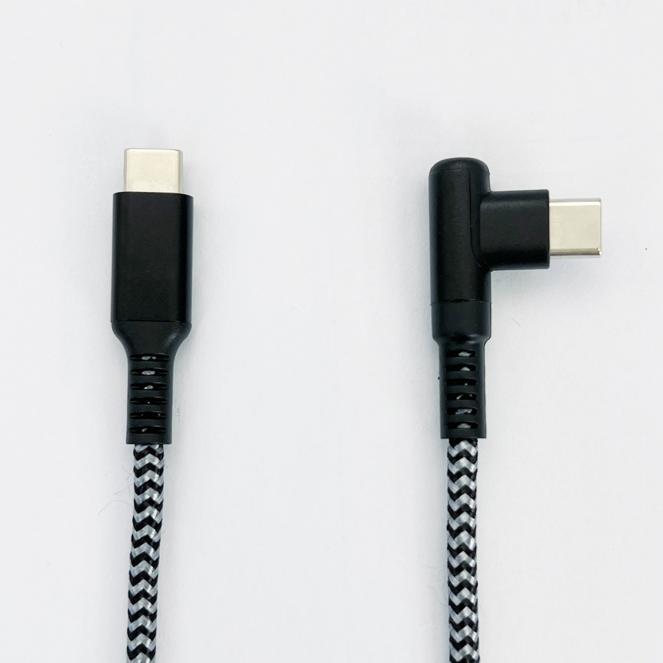 USB C straight head to USB C right angle head data charging cable ...